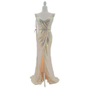 Emprada | Dresses | Nwt Emprada Vanessa Opal White Multi Off Shoulder Sequin Gown Dress Medium ...